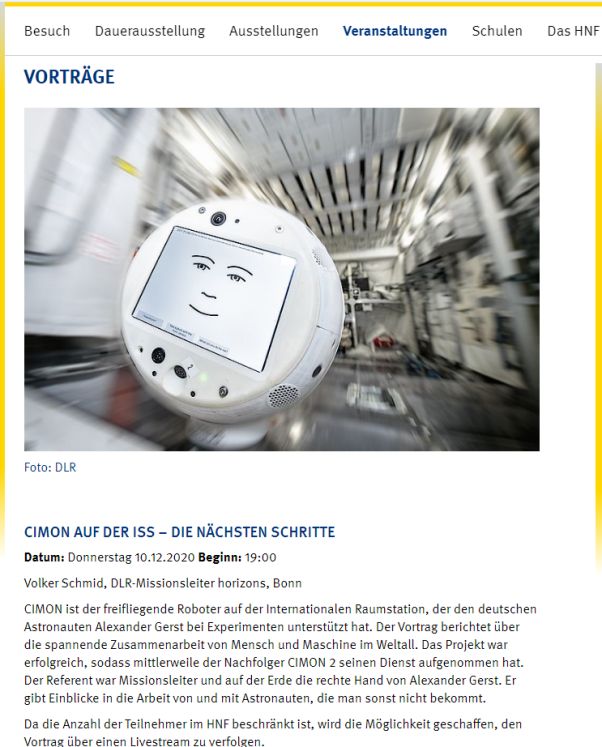 CIMON: Crew Interactive MObile companioN – Z E I T U N G