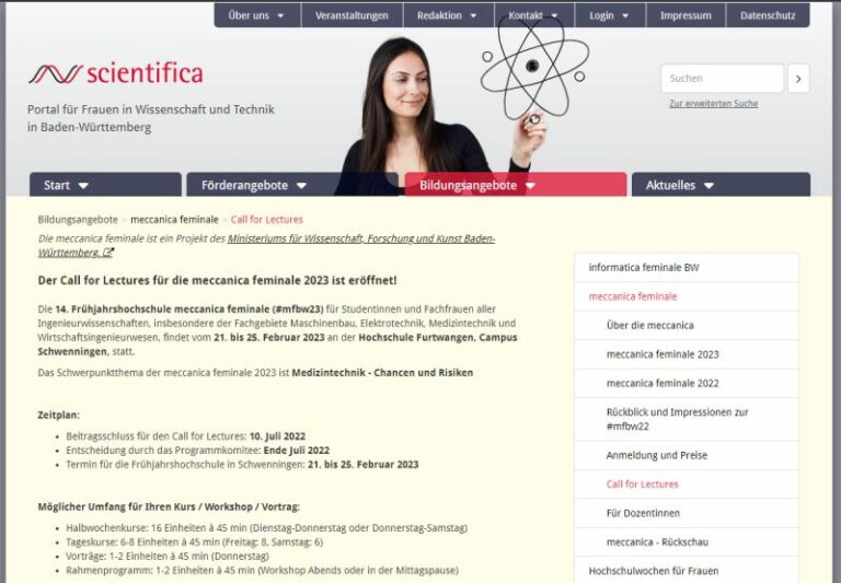 Frauen lernen: Call meccanica 2023 – Z E I T U N G